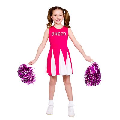 Girls Pink Cheerleader Costume Halloween Fancy Dress Party | eBay