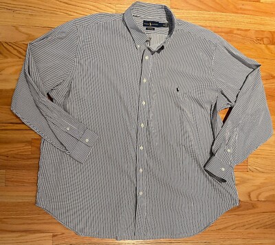 Polo Ralph Lauren 3XB Big Performance Long Sleeve Blue Stripe Button ...