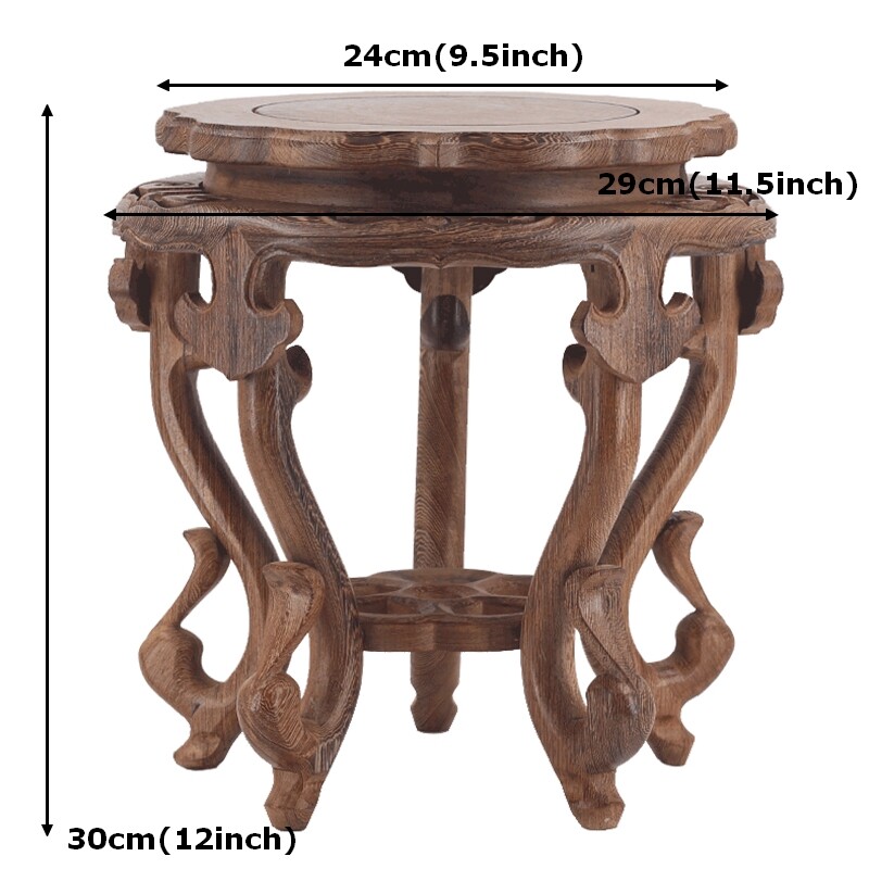 Wenge Wood Bonsai Display Rack Fish Tank Vase Stone Wooden Round Base ...