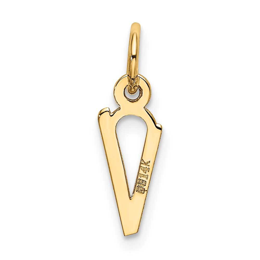 14K Gold Small Slanted Block Letter V Initial Charm | eBay