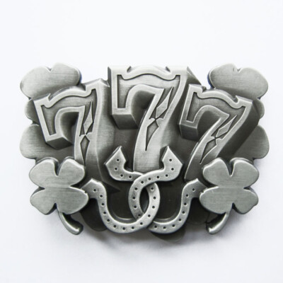 Lucky Triple 777 Horseshoe Four Leaf Clover Casino Gambling Metal Belt ...