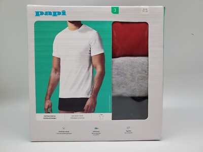 PAPI 3 Pack Soft Cotton Stretch Crew Neck T-Shirts Mens Medium Black ...