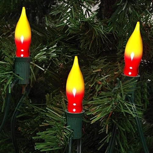 12 Pack Christmas Flame Tip Lights Bulb, Red Yellow C18 7w Red/orange ...