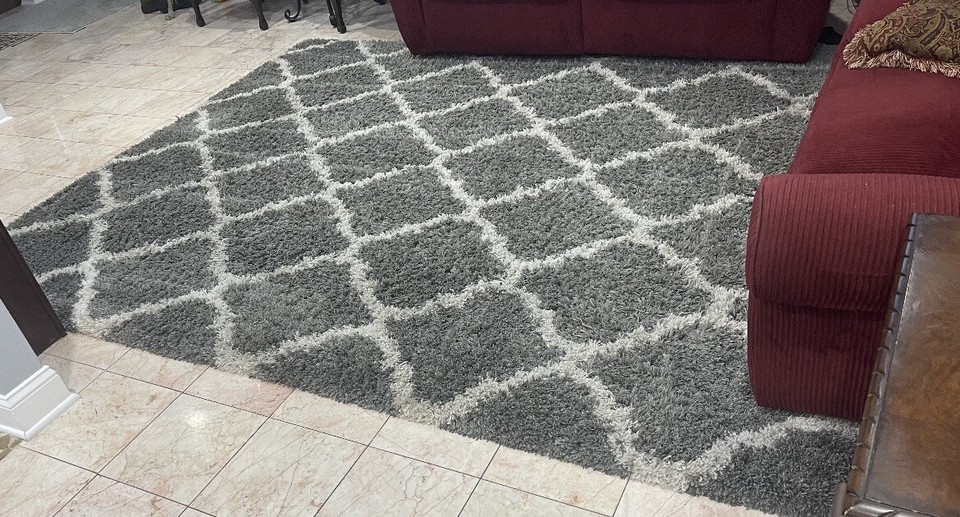 Thomasville Marketplace Gray Geometric Shag Rug | eBay