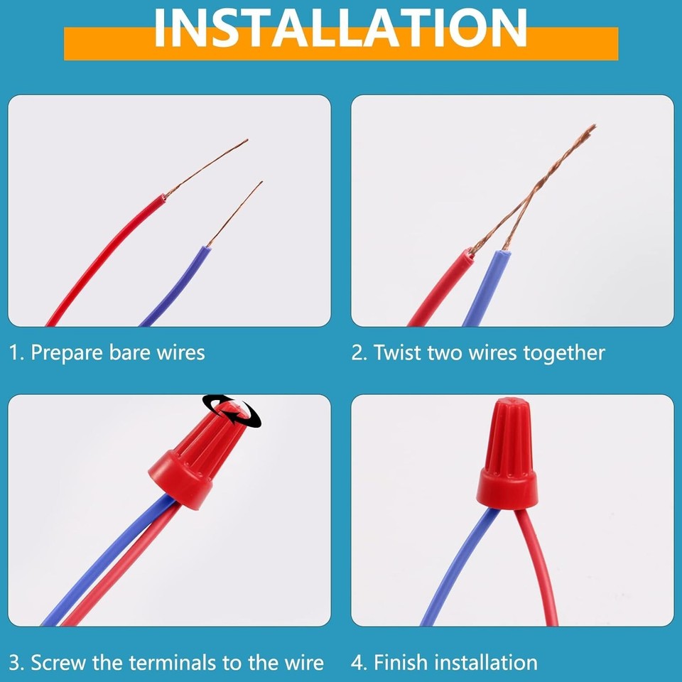 350pcs Electrical Wire Connectors Nuts Colorful Wire Caps Kit Twist ...