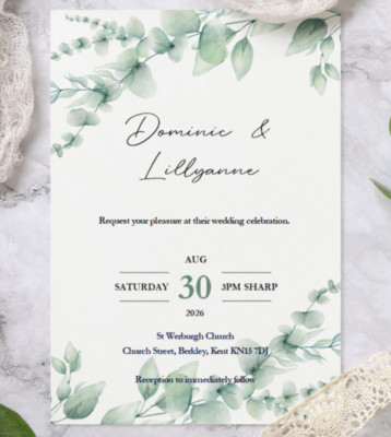 Wedding Invitation Invite Day Night, RSVP, Gift Poem, Sage Green ...