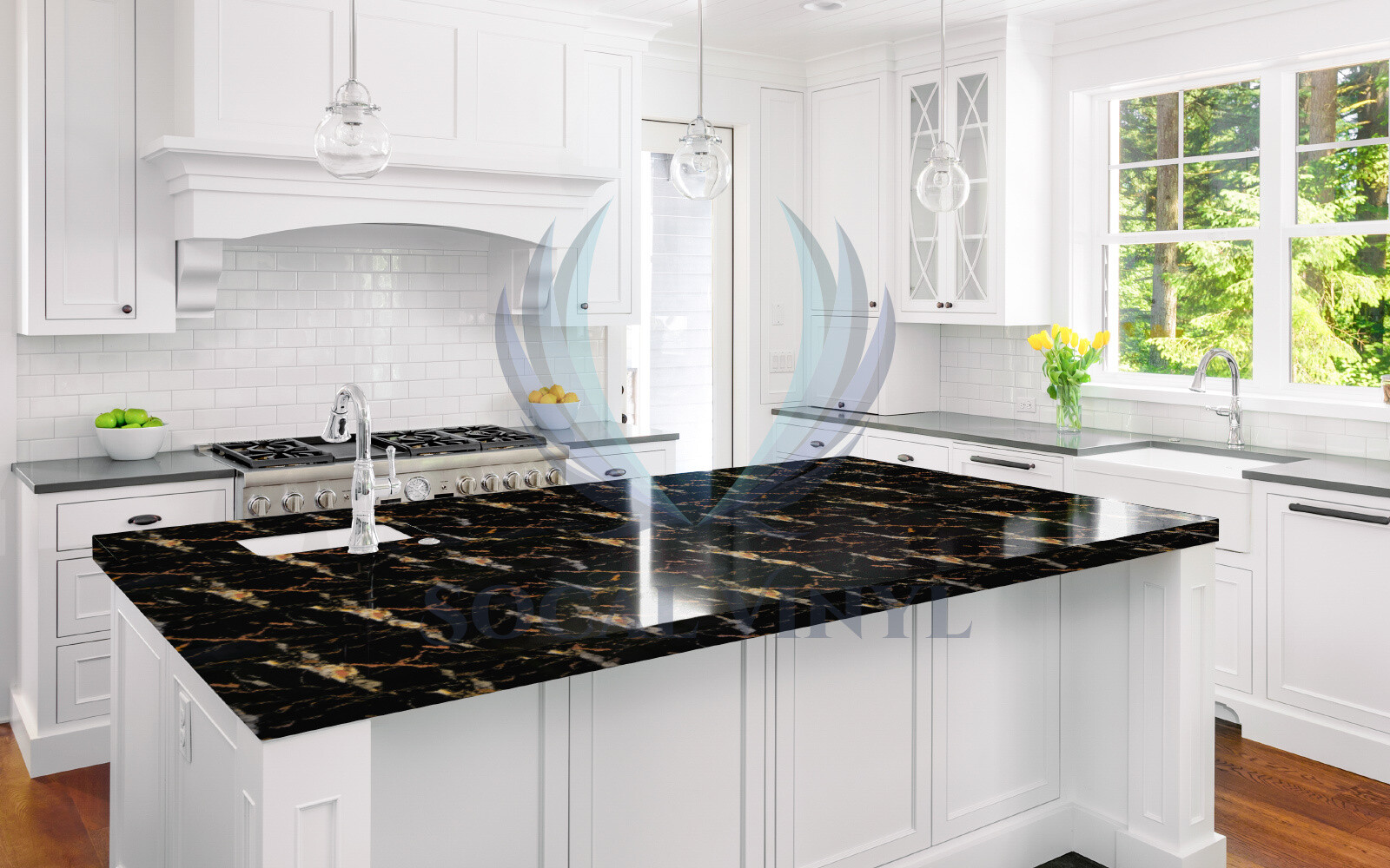 Gloss Marble Granite Vinyl Wrap Sticker Wallpaper Kitchen Home Counter ...
