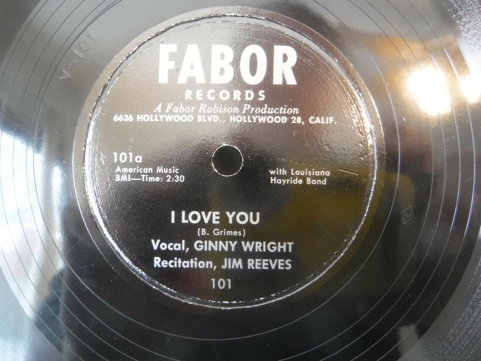 Ginny Wright, Jim Reeves, I Love You / I Want You Yes, 1953 Fabor ...