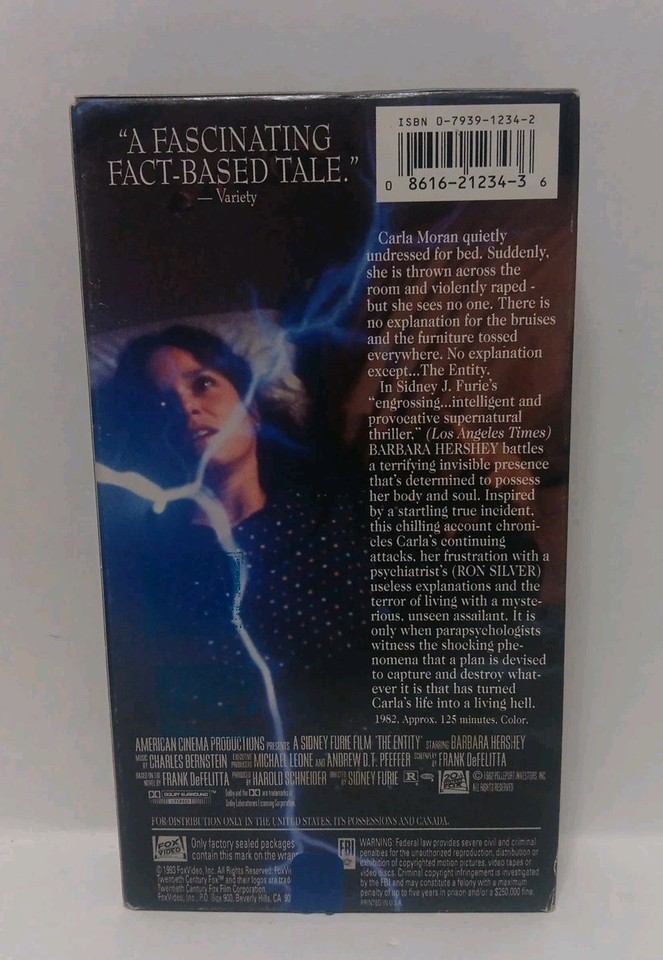 The Entity (VHS, 1993) Horror Barbara Hershey Fox Video 86162123436| eBay