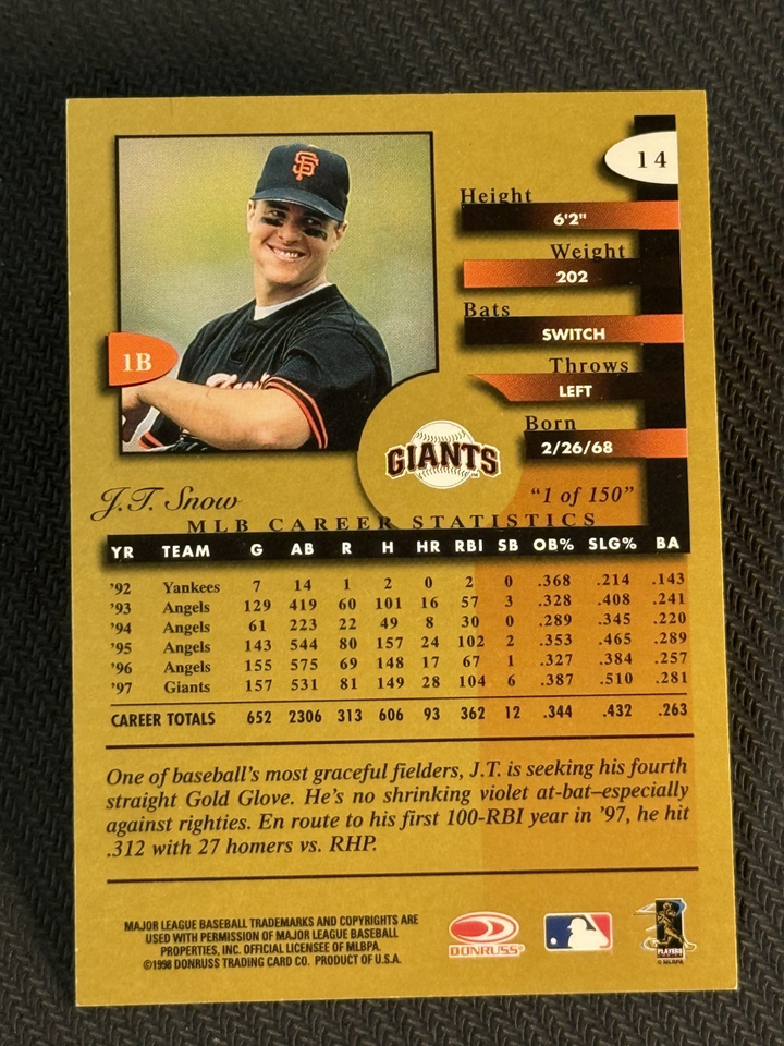 1998 Donruss Signature Series Signature Proof J.T. Snow, item 2 | eBay