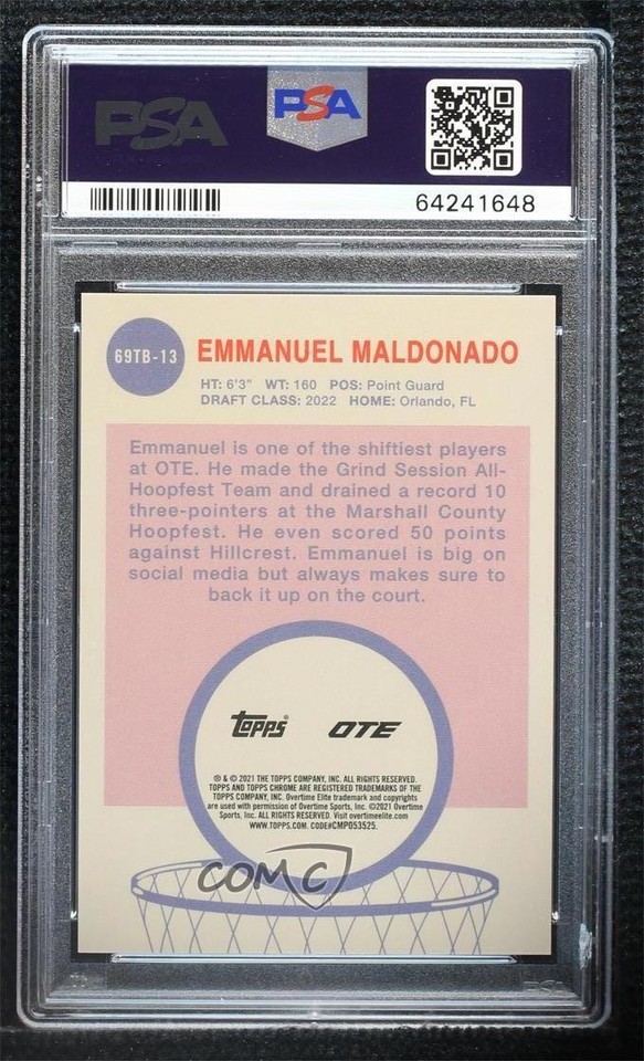 2021-22 Topps Chrome OTE Overtime Elite /25 Emmanuel Maldonado PSA 10 GEM MT | eBay