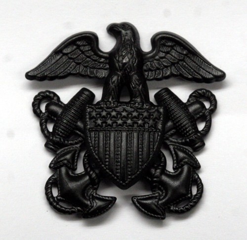 NAVAL OFFICER CAP DEVICE BLACK GARRISON REGULATION MADE IN US NAVY PIN ...
