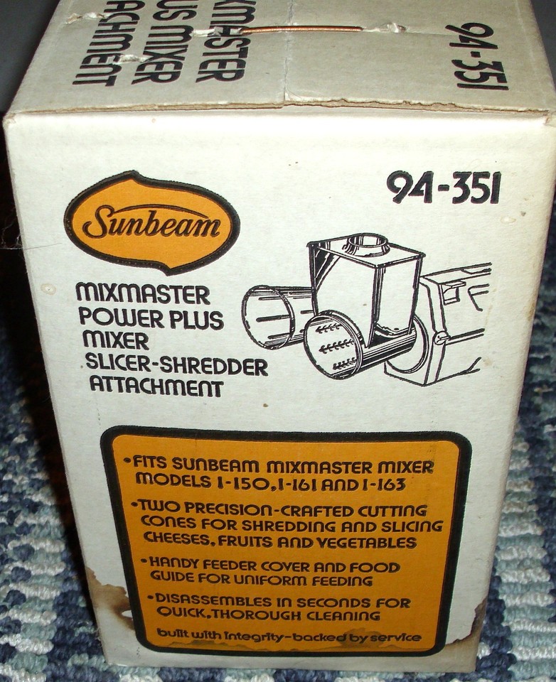 NEW Sunbeam Mixmaster Power Plus Mixer Slicer-Shredder Attachment 94 ...