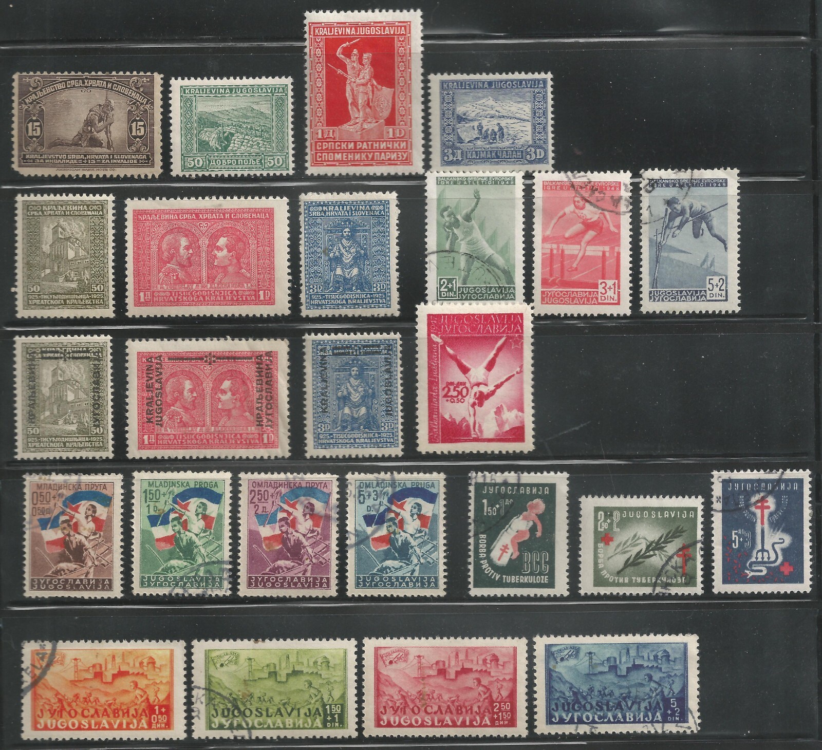 JUGOSLAVIA - BOB - Lot of 25 stamps - Scott no. B2 to B157 - mixed cond ...