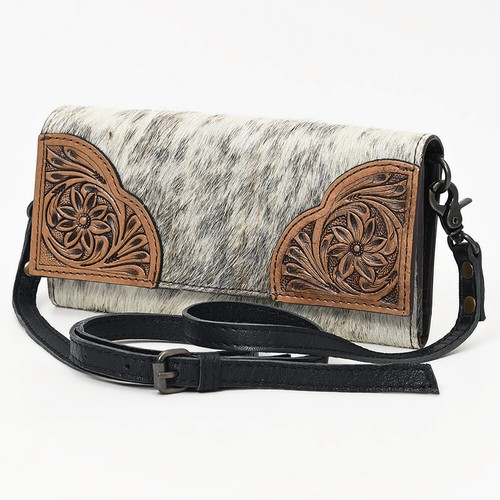 KB OHLAY WALLET Hand Tooled Hair-on Genuine Leather women bag western ...