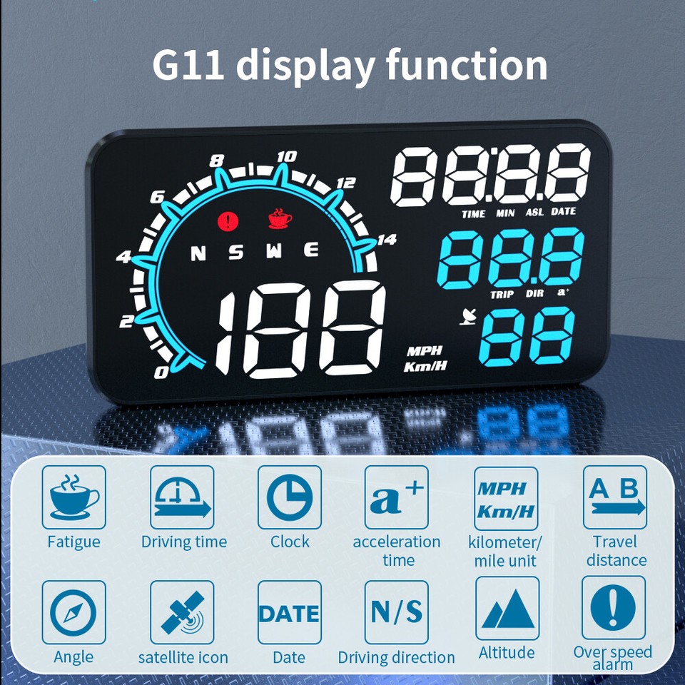 5.8" Car Digital Speedometer Head Up Display GPS HUD Odometer Overspeed ...