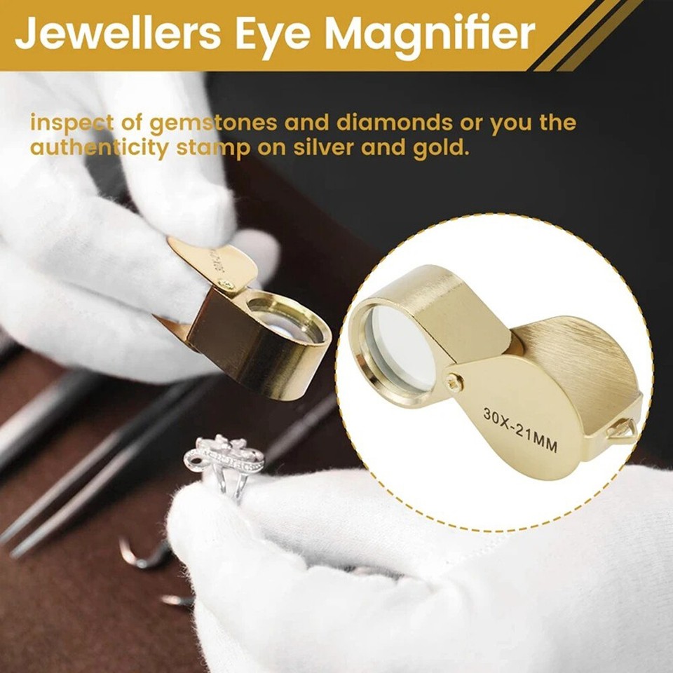 30x Jewelers Loupe Magnifier Inspection Coin Loop Magnifying Glass Eye ...