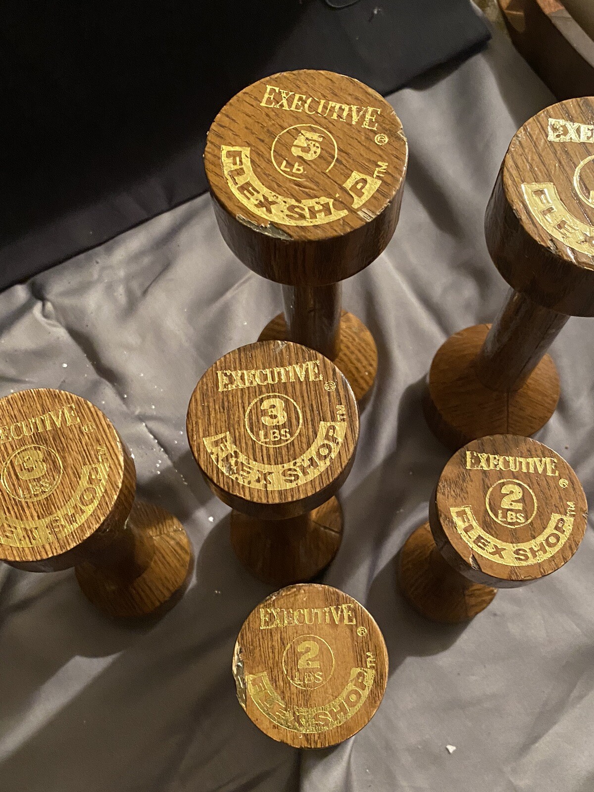 EXECUTIVE FLEX SHOP HAND WEIGHTS 2/3/5 Lbs Set WOOD GRAIN Excercise ...