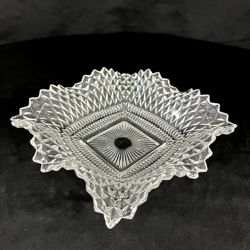 Vintage 1950s Diamond Point Indiana Glass Square Candy Relish Dish | eBay