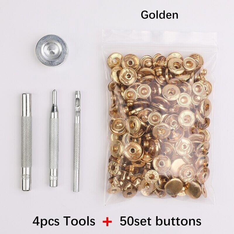 Snap Fasteners Kit for Leather 10mm Metal Button Snaps Press Studs with ...