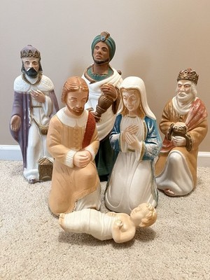 Christmas Nativity Blow Mold Set Poloron NO LIGHTS Tabletop | eBay