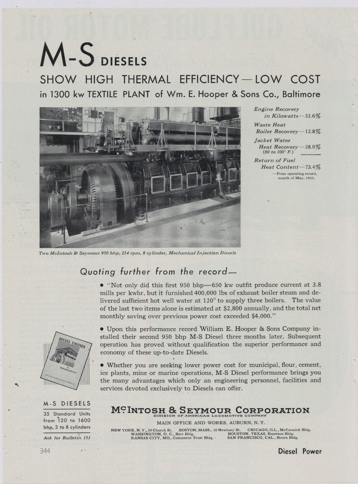 1935 McIntosh & Seymour Co. Ad: Mechanical Injection Diesel Engines ...