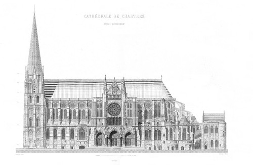Home Wall Art Print-Vintage Architecture Poster CHARTRES CATHEDRAL-A4 ...