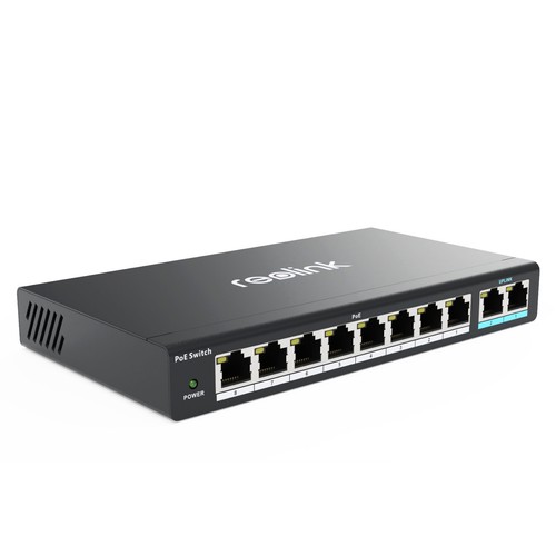 Reolink PoE Switch 2 Gigabit 8 Port 120W for All PoE Ports Desktop/Rack ...
