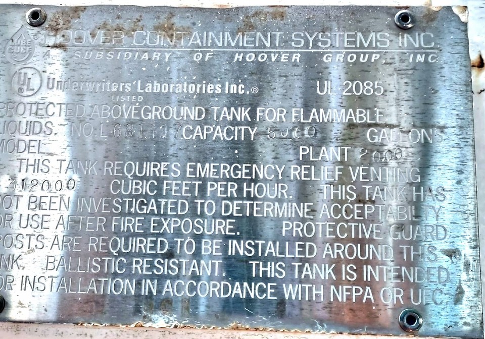 5000 gallon fuel tank double wall tank vaulted tank diesel fuel tank ...