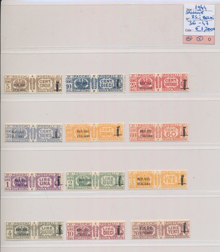 BV46215 Italy 1944 grill overprint parcel post pairs mixed cv 1200 $ | eBay