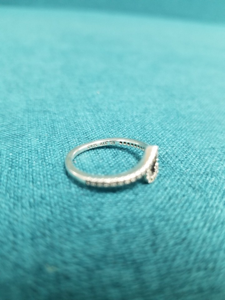 Pandora ALE 925 Silver Sparkling Heart CZ Ring Size 5.25 - 1.6 grams ...