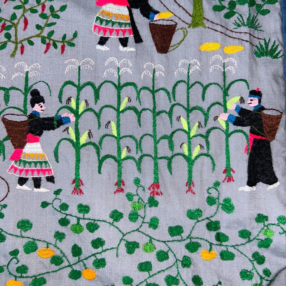 UNFramed Hmong Paj Ntaub Story Cloth Crewel Cartographic Quilt Vietnam ...