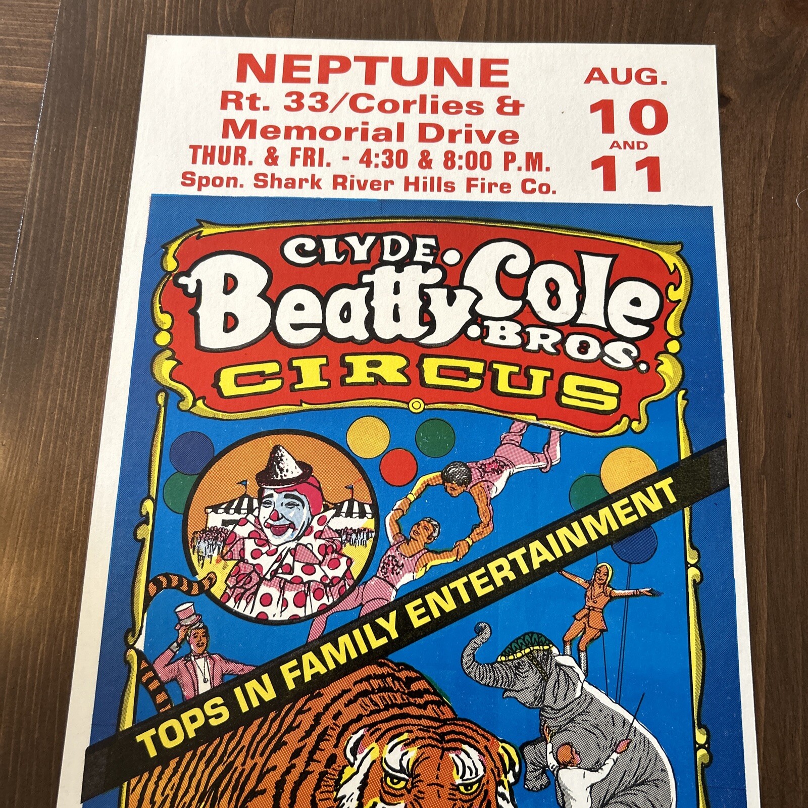 Vintage Clyde Beatty Cole Bros Circus 14x22 Sign Hard Poster Neptune NJ ...