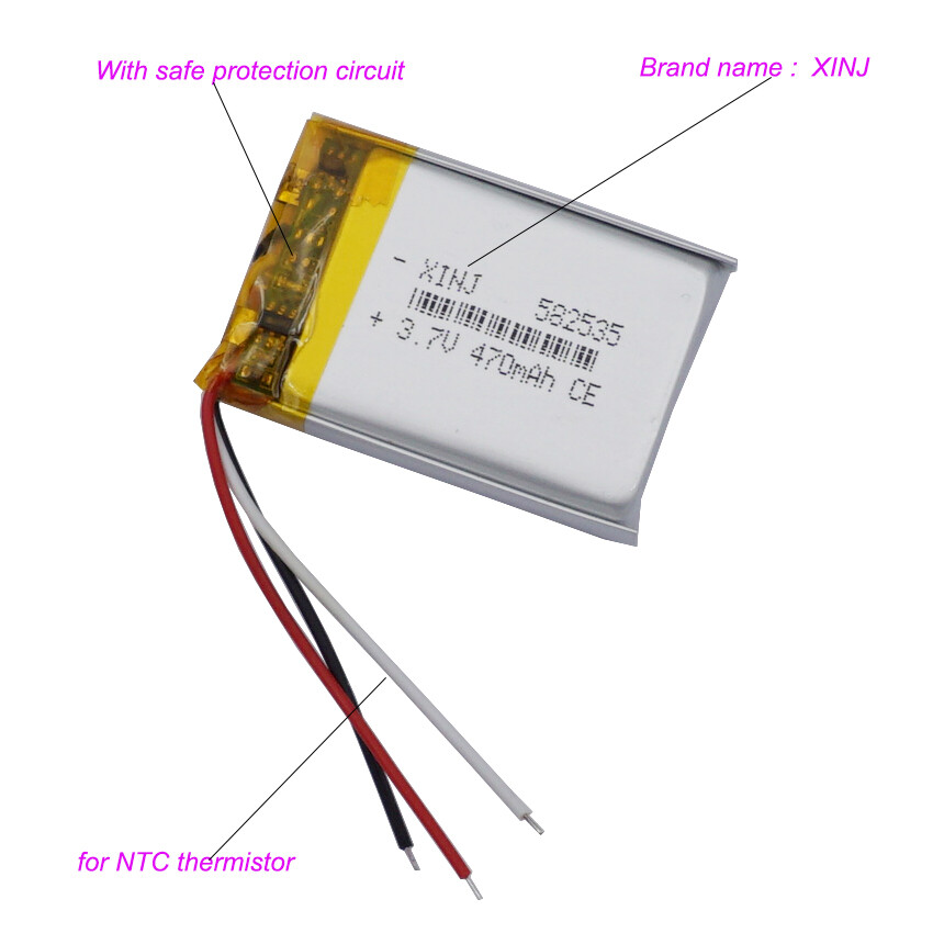 3.7V 470mAh 1.73Wh Rechargeable Li Battery 582535 JST 3Pin 1.0/1.25/1.5 ...