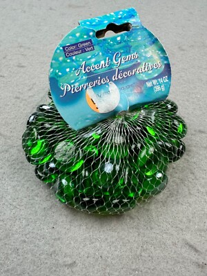 Decorative Craft Accents Flat Glass Gems Jar Filler - New - Green ...