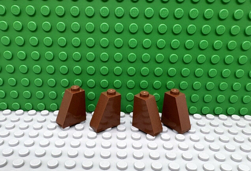 Lego 4 Reddish Brown 2x1x2 slopes brick block 65 degree castle wall NEW ...
