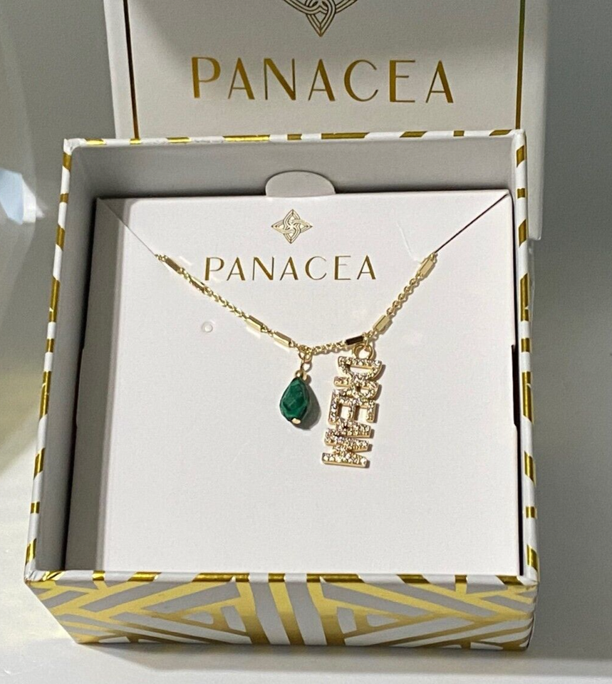 PANCEA Crystal DREAM CHARM with Green AGATE CHARM Pendant NECKLACE NWT ...