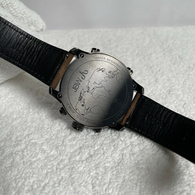 JBW Men's G4 Diamond 53mm Leather Band Steel Case Swiss Quartz Watch ...