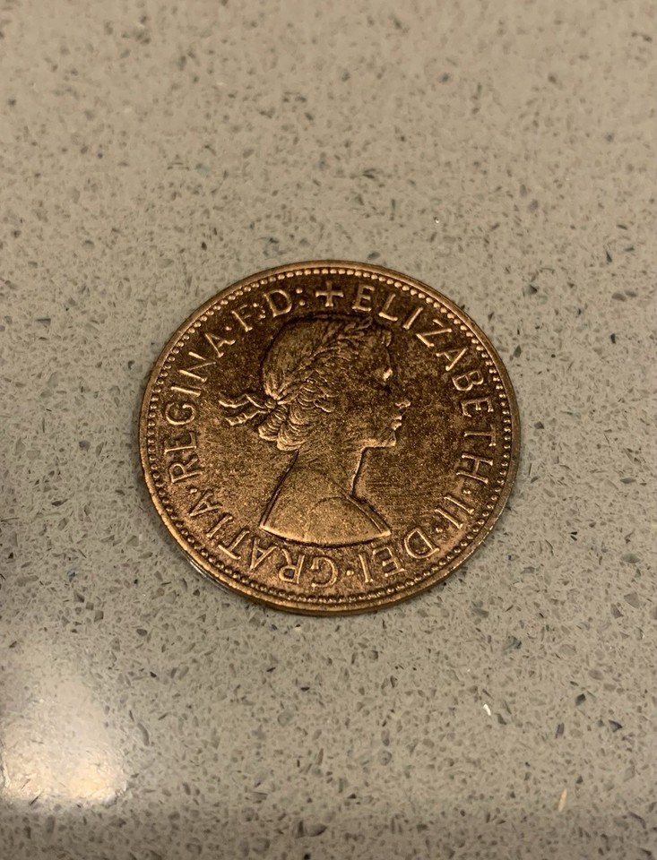 United Kingdom 1 Penny 1967 Elizabeth II Bronze Coin Queen Elizabeth II ...