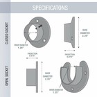 1 Set Heavy Duty Stainless Steel Closet Pole Sockets Rod End Support ...