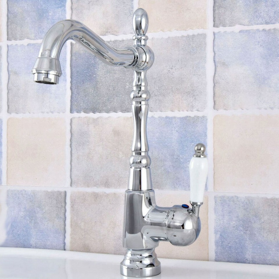 Chrome Ceramic Single Handle/Hole Kitchen Faucet Bathroom Sink Mixer ...