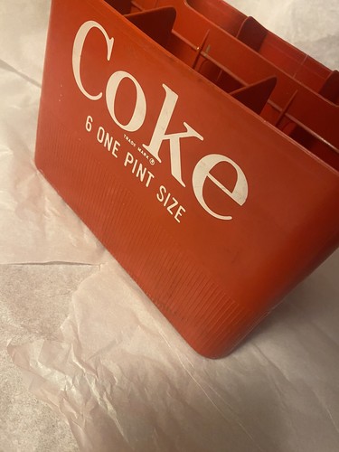 Vtg Coca Cola Coke 6 One Pint Size Pack Red Plastic Glass Bottle ...