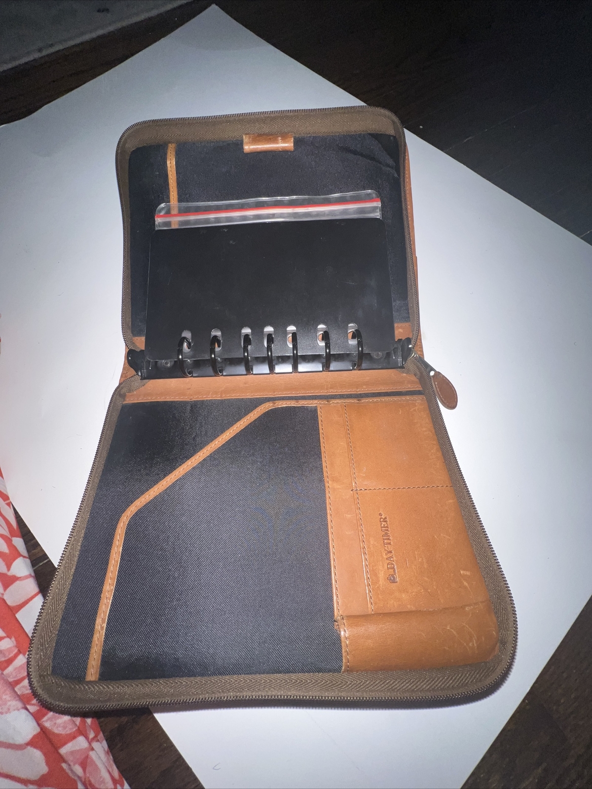 Vtg Day Timer Planner Organizer Brown Leather Zipper Binder Distressed ...