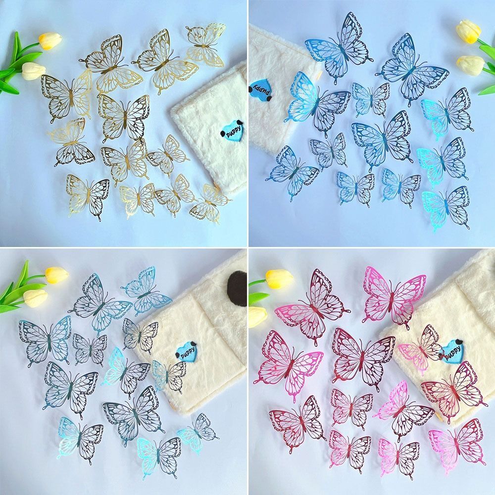 Multi-color 3D Hollow Butterfly Laser Reflective Decoration Sticker ...