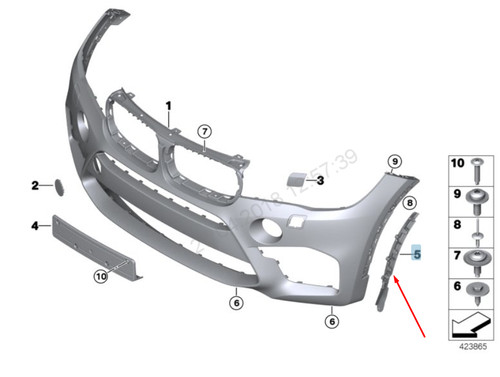 NEW BMW X5 F85 FRONT LEFT WHEEL ARCH TRIM 51118056289 8056289 2015 OEM ...