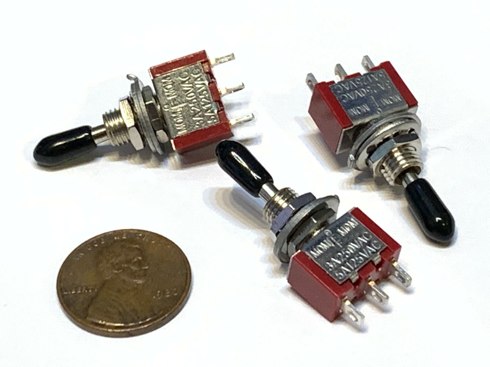 3 Black sleeve CAP SPDT 3 Pins 12v Momentary 6mm Toggle Switch mts1 6a ...