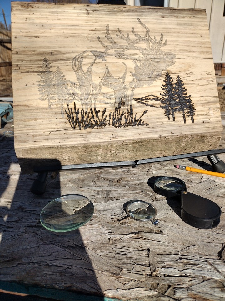 Solar pyrography wood burning elk mountains wildlife outdoors | eBay
