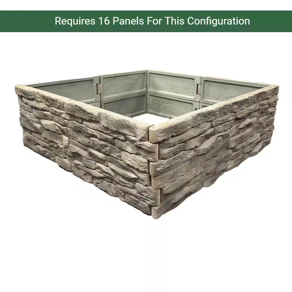 Raised Garden Bed Tan/Brown Ledgestones Composite Polyurethane Natural ...