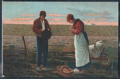 AR113 FAMOUS PAINTERS MILLET L'ANGELUS FARMER COUPLE Fine LITHO | eBay