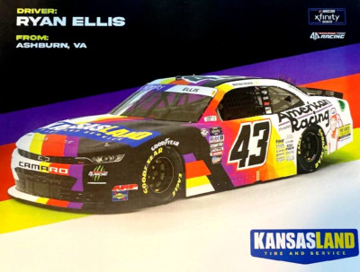 2023 RYAN ELLIS "KANSAS LAND AMERICAN RACING" #43 NASCAR XFINITY SERIES ...